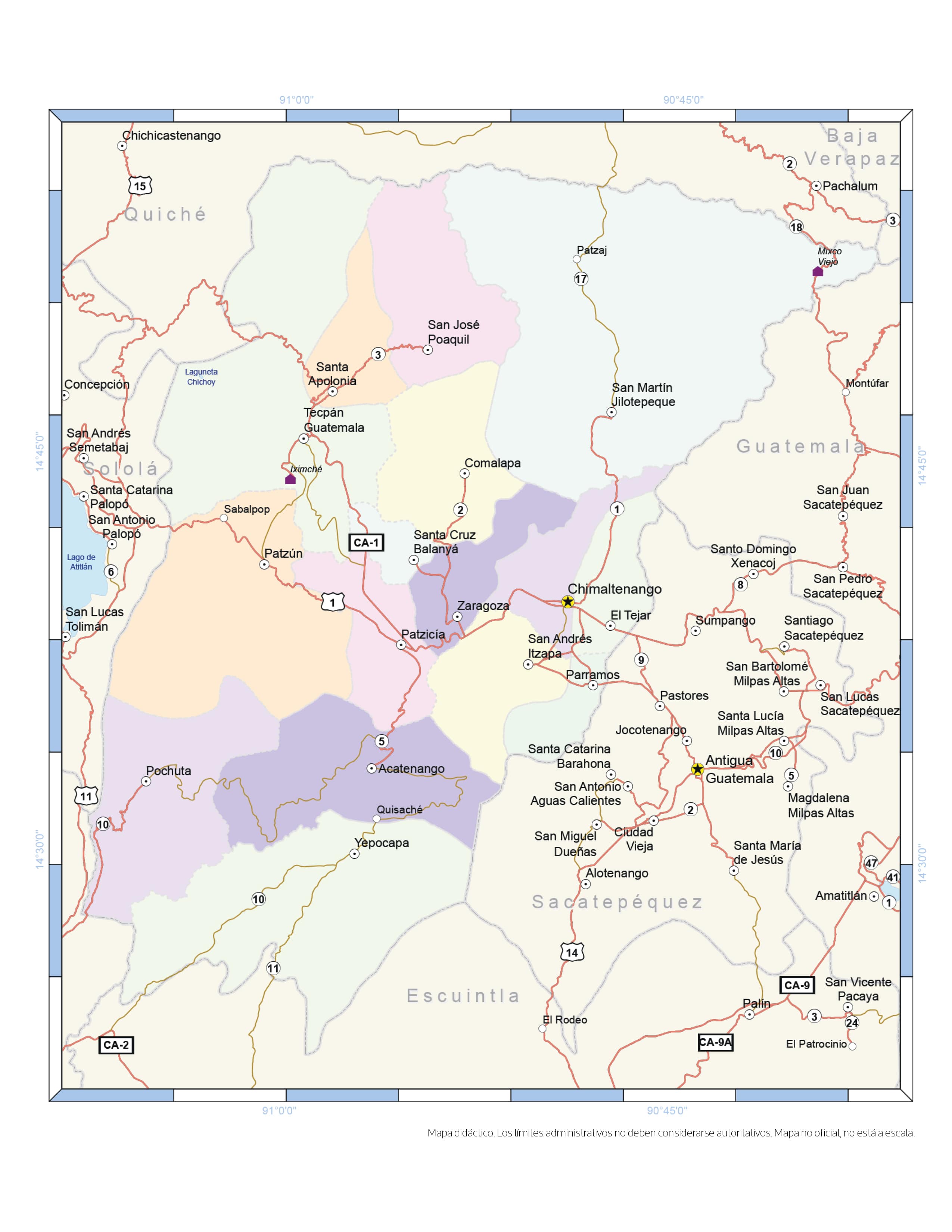 Mapas de los 22 departamentos de Guatemala (y sus características)